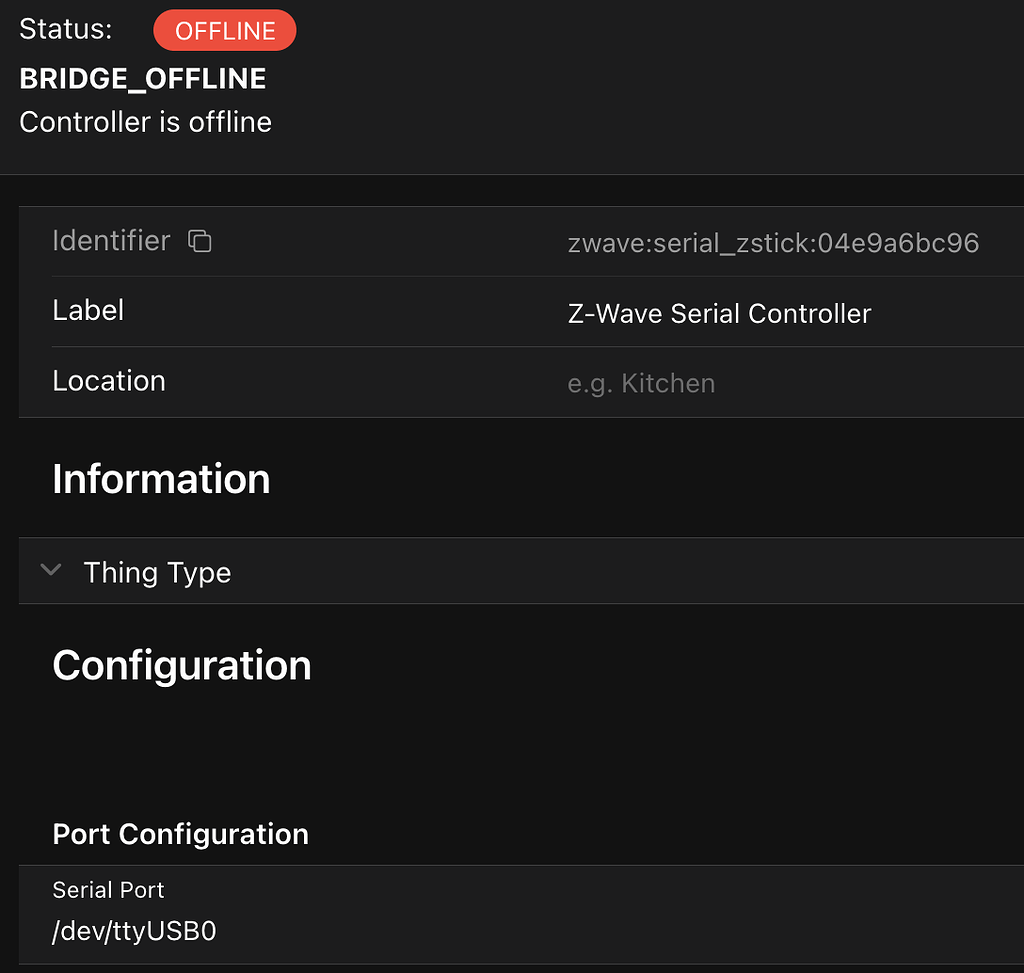 Z-Stick S2 (DSA02203) Controller is offline in OH4 - Bindings - openHAB Community