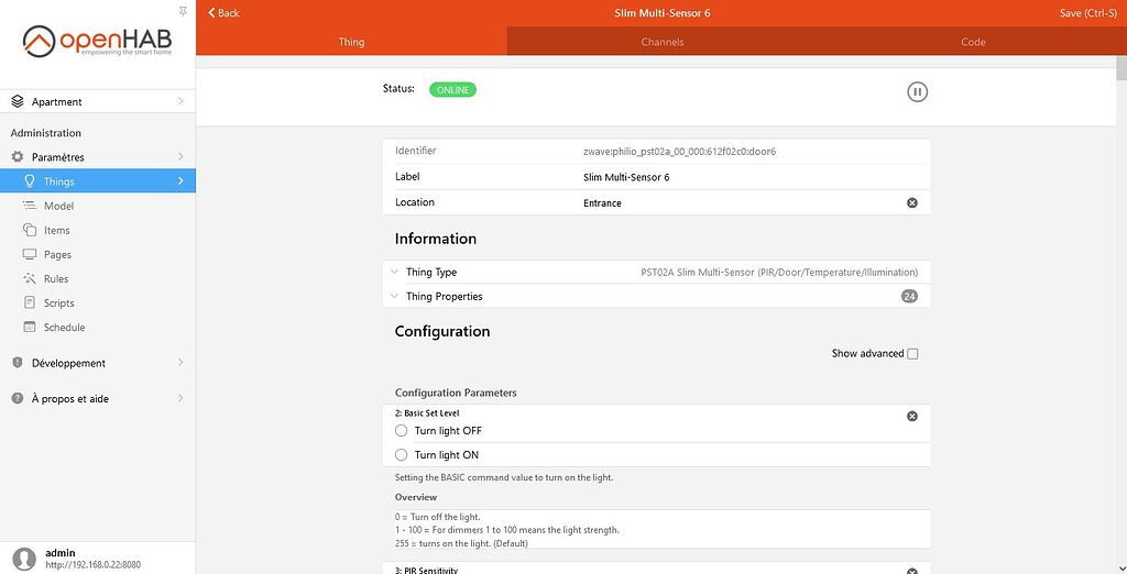 OH3 ZWave Config Parameters: no interactors (radio button or arrows) to modify update parameter ...