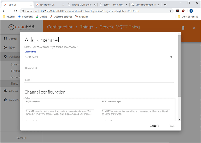 Sonoff;mqtt;openhab - Beginners - openHAB Community