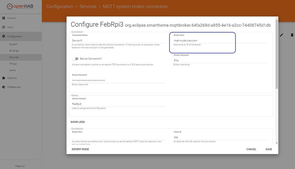 Services: MQTT system broker connection: Manage: Broker Host ip Input Error - Installation ...