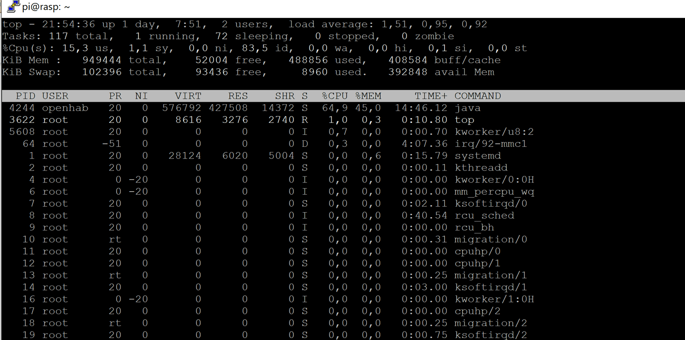 High Cpu Load Memory Usage Snapshot 1579 Runtime Openhab Community