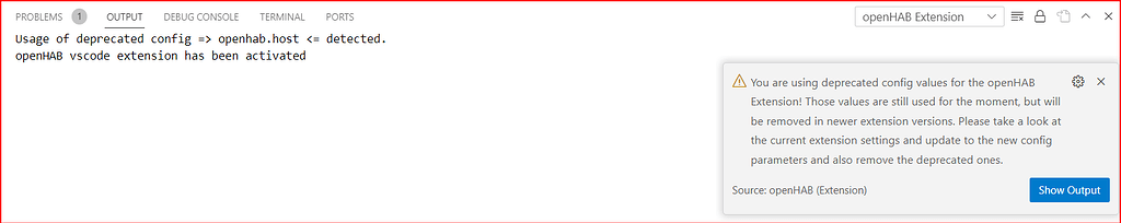 Visual Studio code error for "openHAB Language Server": "getaddrinfo ENOTFOUND openhabianpi ...