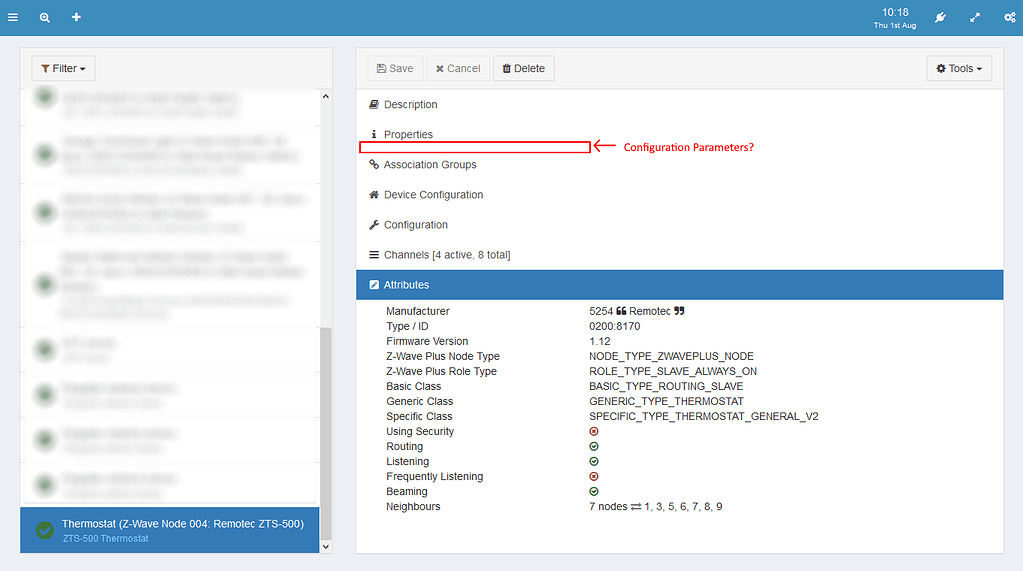 [SOLVED] Configuration Parameters menu missing from Z-wave device in HABmin - Remotec ZTS-500 ...