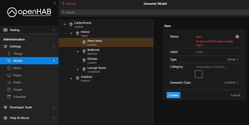 Location added to model disappeared after adding equipment - Beginners - openHAB Community