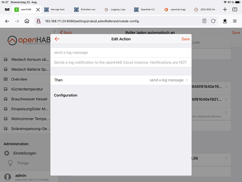 Correct Syntax for "send a log message" in rules - Migration - openHAB Community