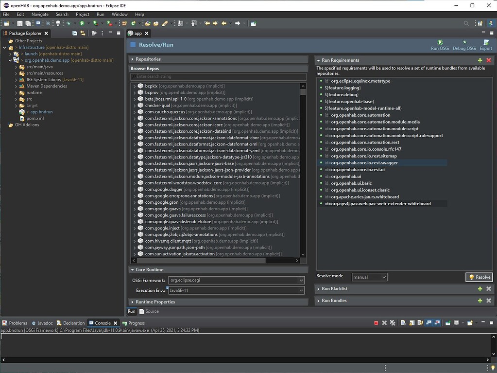 Fresh/Clean install of Eclipse org.openhab.demo.app on Windows 10 - Run OSGI not starting demo ...