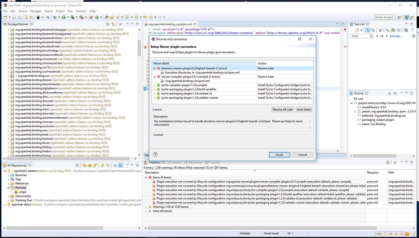 Import binding branch into forked openhab2-master project - Development ...