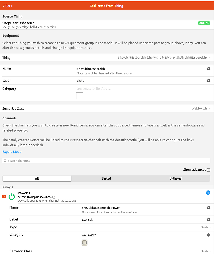 Change semantic classification class from equipment to something else - openHAB Community