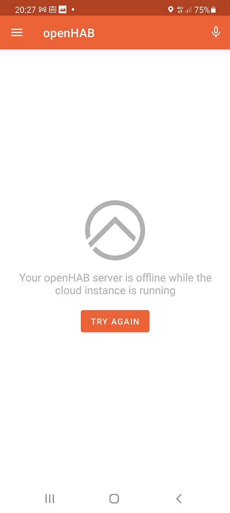 A Message Your Openhab Server Is Offline While The Cloud Instance Is Running Openhab Community 