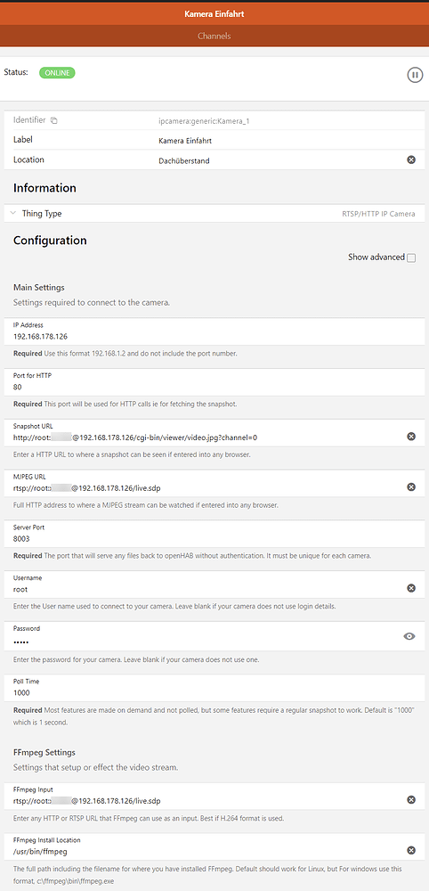 Ipcamera binding ffmpeg problems - Beginners - openHAB Community