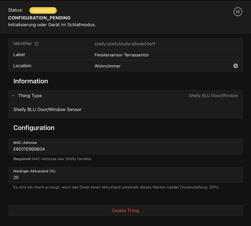 Problems with Shelly BLU Door/Window Sensor - Bindings - openHAB Community