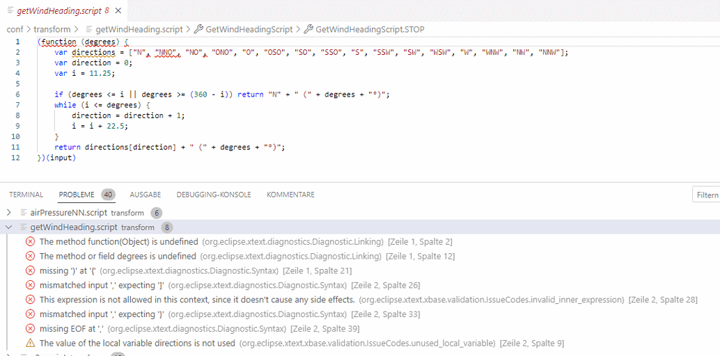 SCRIPT JS-transformation shows errors in Visual Studio Code - VS Code ...