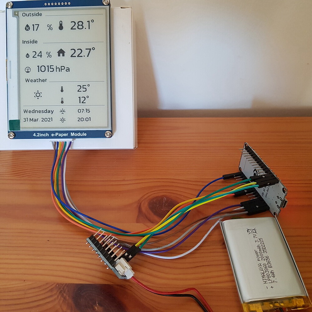 Battery Driven Epaper Display showing Weather Data - Tutorials ...