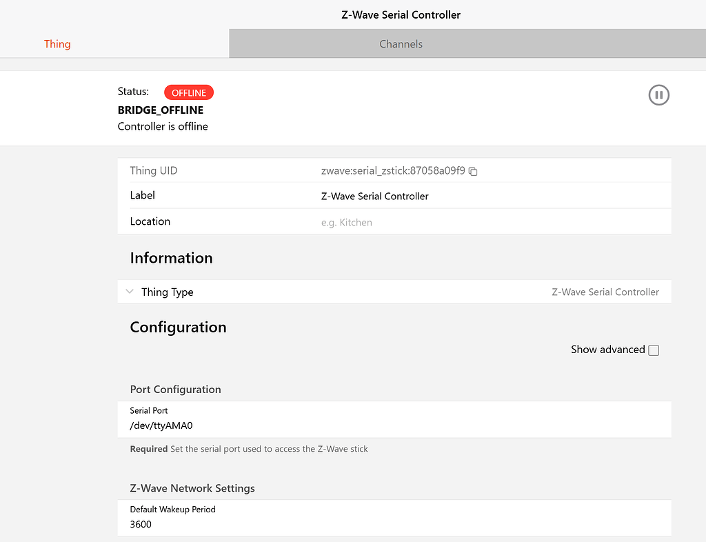 Z-Wave controller is offline - Bindings - openHAB Community