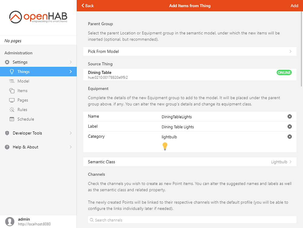 Getting Started with OH3: rewriting the tutorial - 6. Model your home with Items & link Channels ...