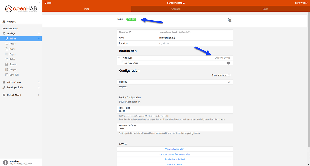 Z-wave device in database but unknown in openHAB - Bindings - openHAB Community
