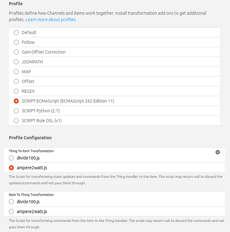 How to do unit transformation using profile in OH4 GUI - Scripts & Rules - openHAB Community