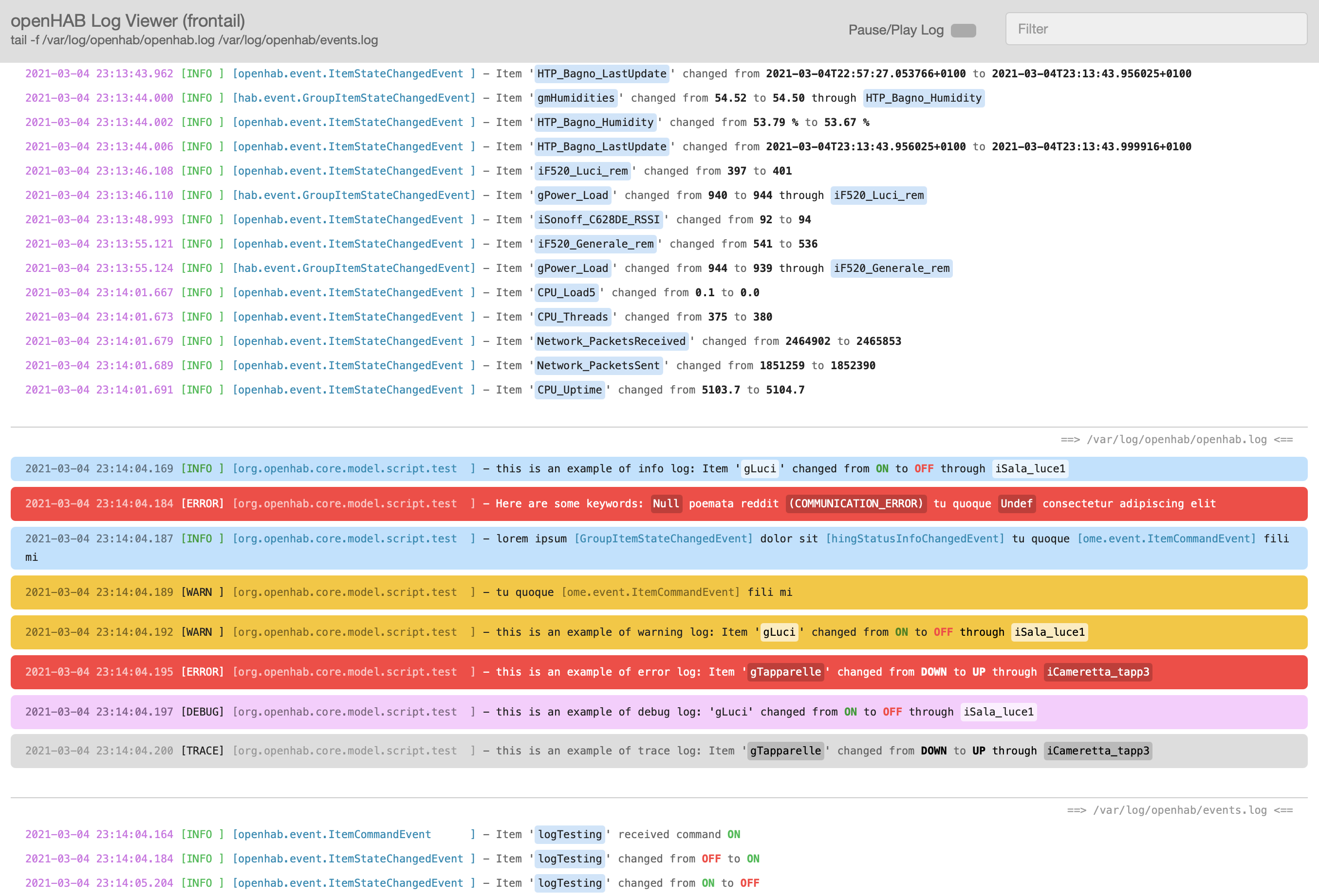 Frontail custom theme coloring - 3rd Party - openHAB Community