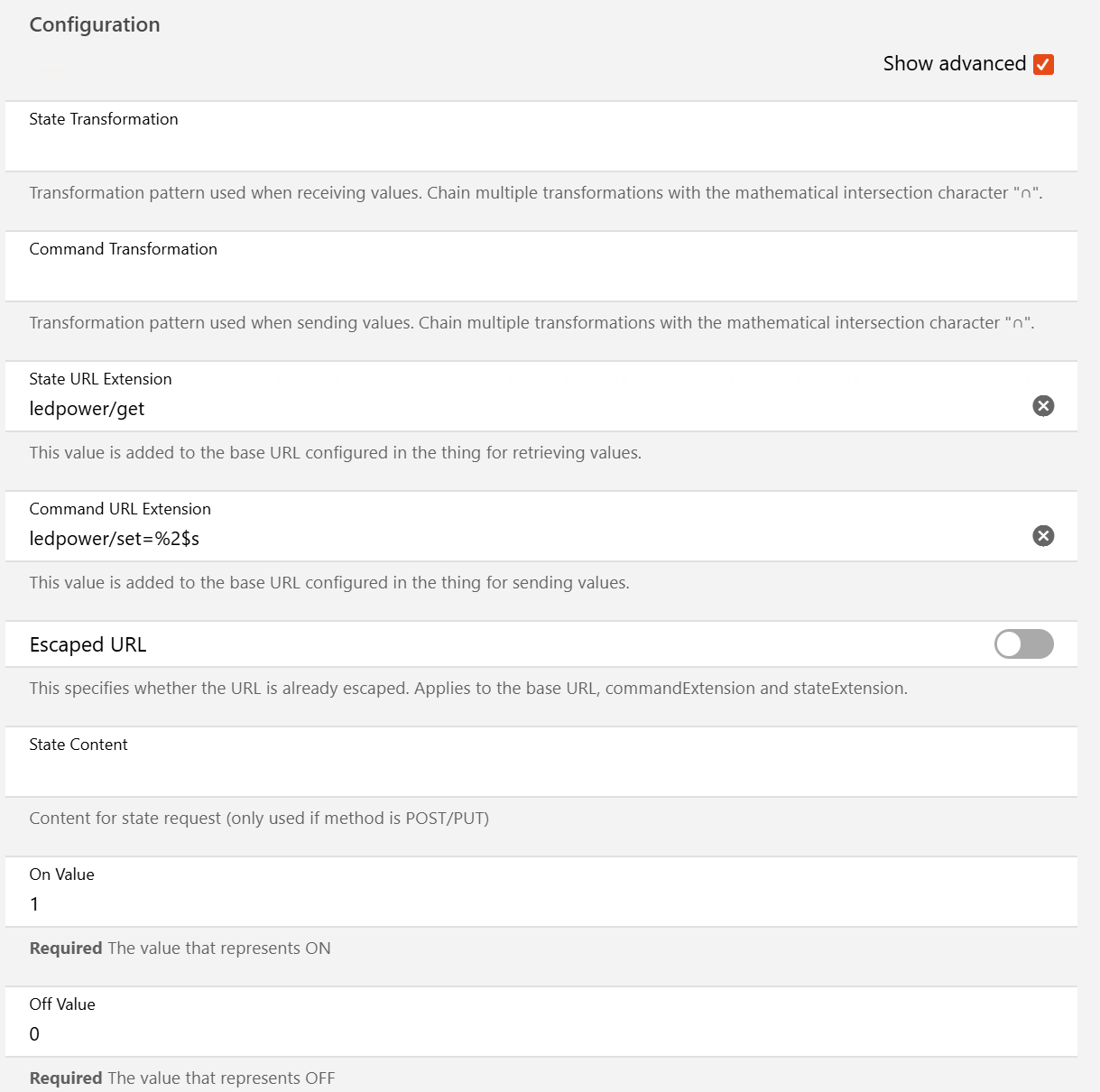 HTTP Switch channel simple 1 and 0 values - Beginners - openHAB Community