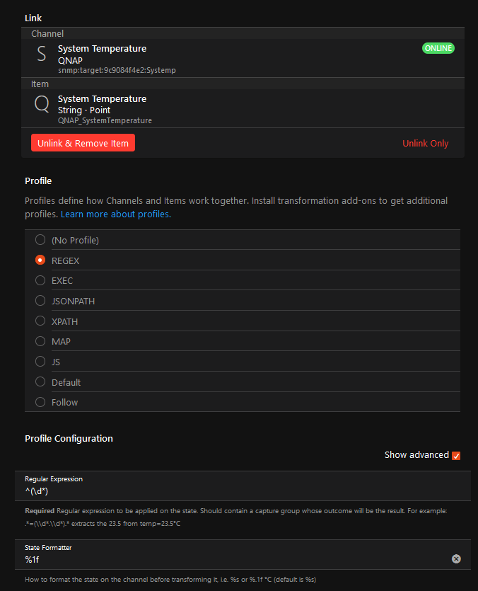SNMP and regex transformation from string to integer - Bindings - openHAB Community