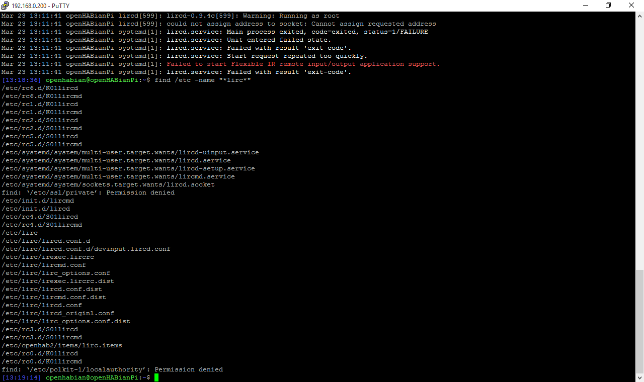 Lirc doesn't run automatically after the boot - 3rd Party - openHAB ...