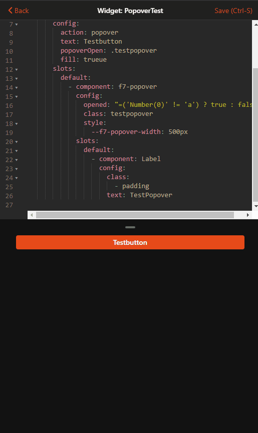 CustomWidget PopOver - Item from parameter does not use the configuration of the specific widget ...