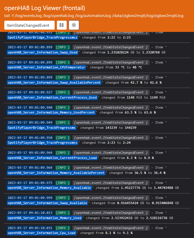 Frontail custom theme coloring - Page 6 - 3rd Party - openHAB Community