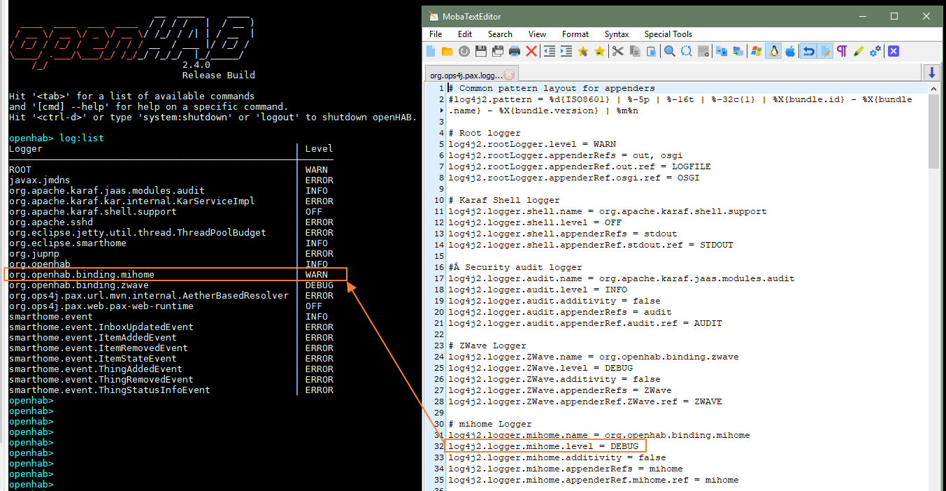 How to log mihome binding on DEBUG level? - openHAB Community