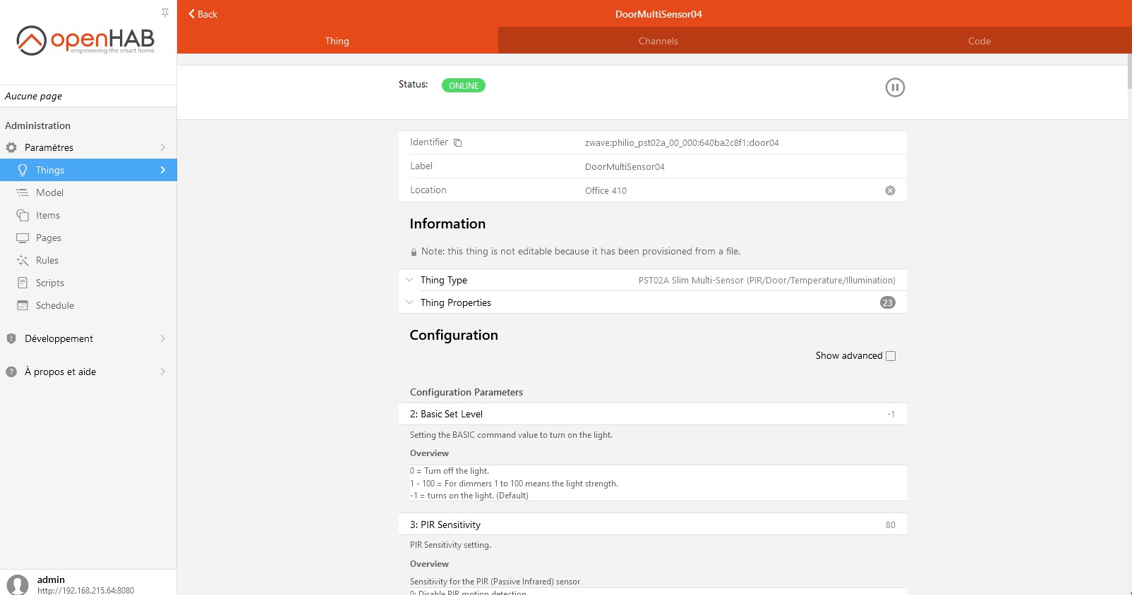 OH3 ZWave Config Parameters: no interactors (radio button or arrows) to modify update parameter ...