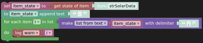 Blockly: cannot split() text string from String Item - Beginners - openHAB Community