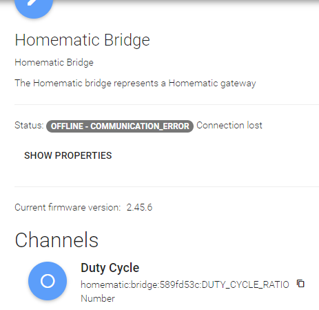 [solved] Homematic no pong / OFFLINE - BRIDGE_OFFLINE after update to 2.5M1 - Bindings - openHAB ...