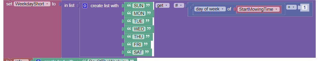 Blocky how to use day of the Week? (MON, TUE, WED....) - Scripts & Rules - openHAB Community